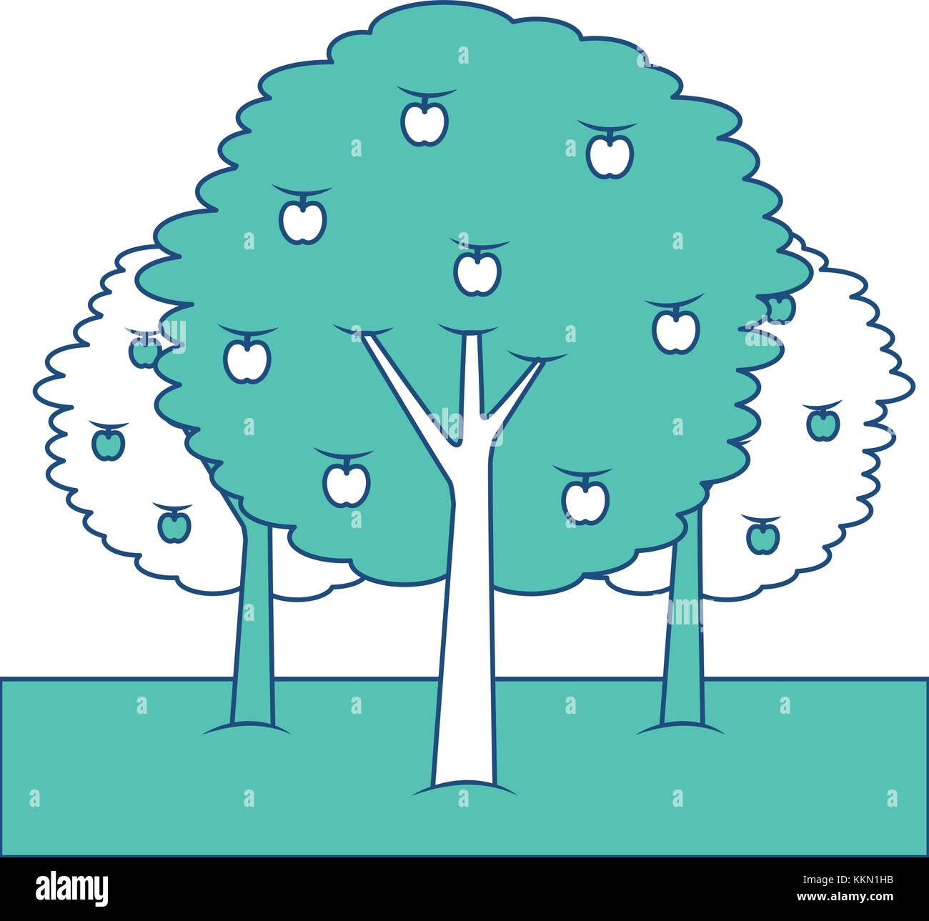 three apple trees bush foliage fruit natural Stock Vector Image & Art ...