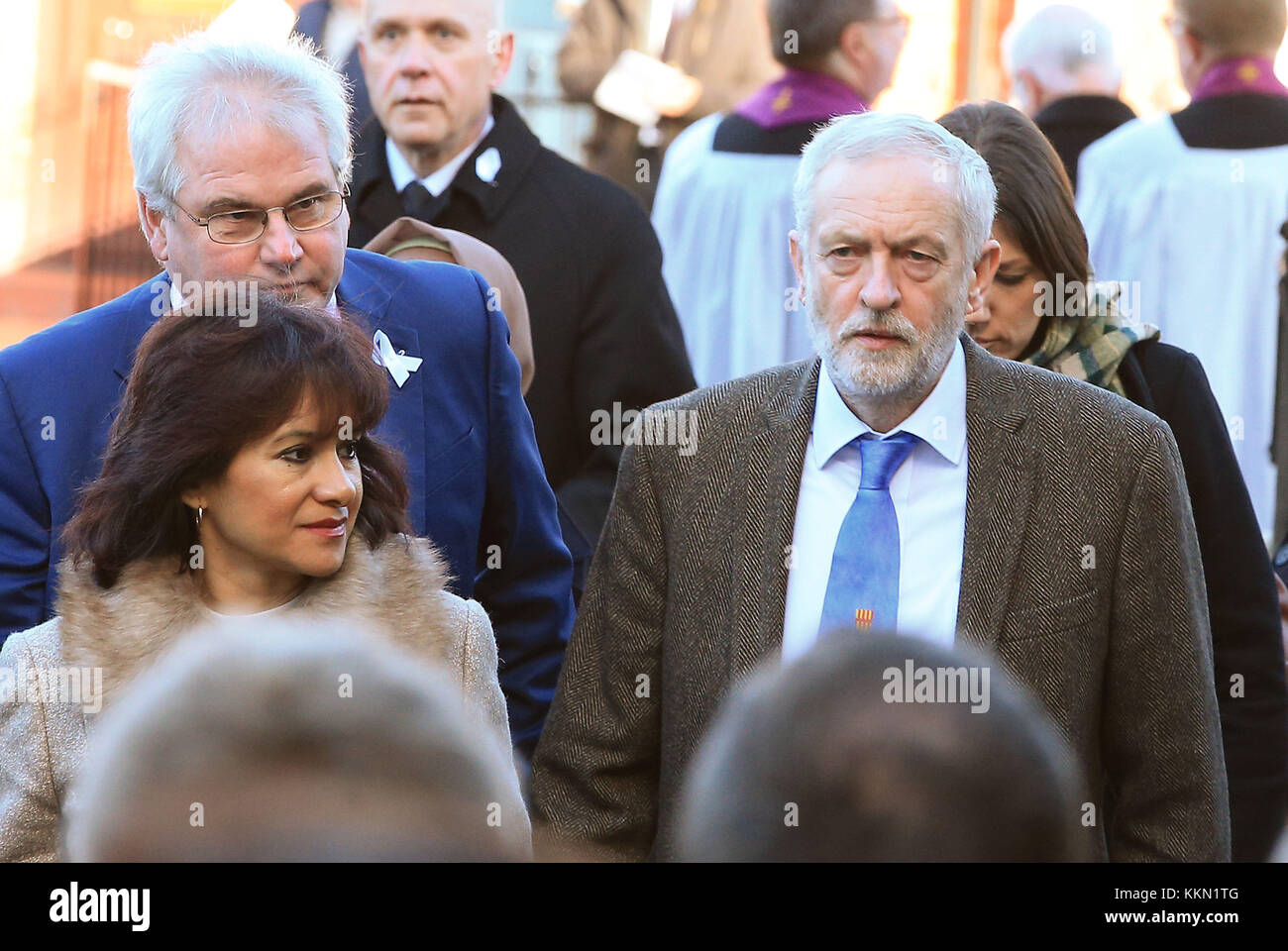 Labour leader Jeremy Corbyn (right) with his wife Laura Alvarez, arrive ...