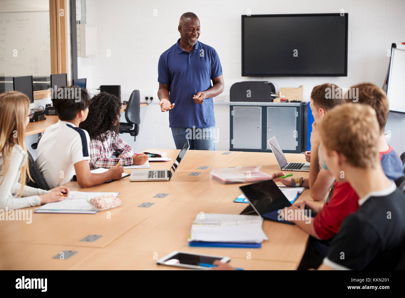 Teacher In Lesson For College Students Studying CAD/3D Design Stock ...