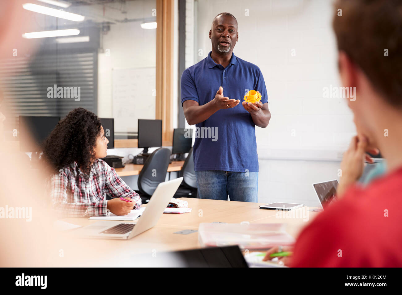 Teacher In Lesson For College Students Studying CAD/3D Design Stock ...