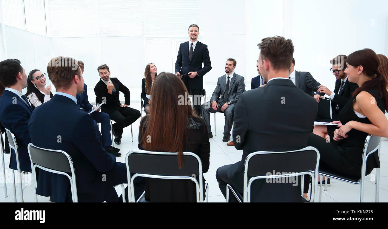 coach leads the session with the business team Stock Photo - Alamy
