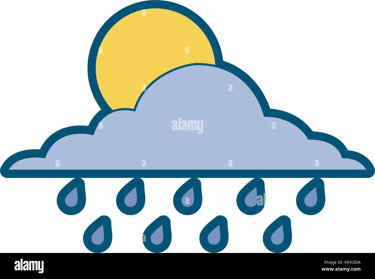 cloud sun and drops rain weather sky Stock Vector Image & Art - Alamy