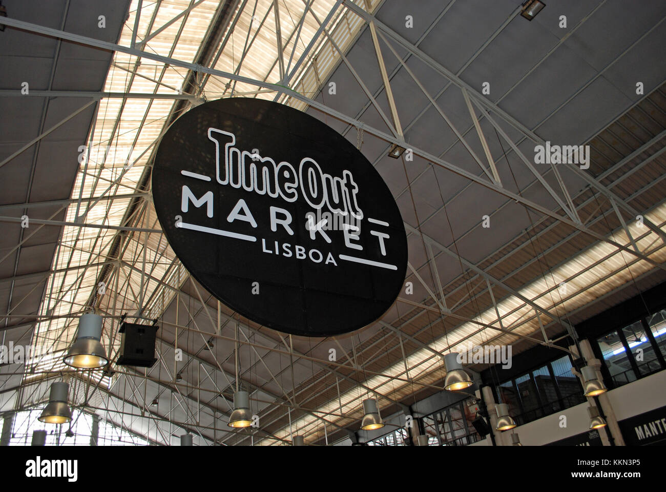 Time Out sign in Lisbon market Stock Photo - Alamy