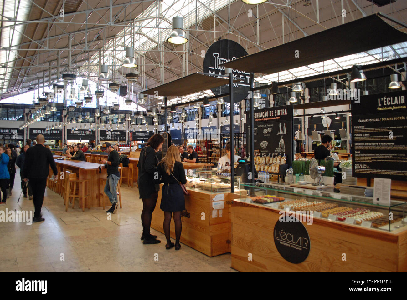 Interior of Time Out food market in Lisbon Stock Photo - Alamy