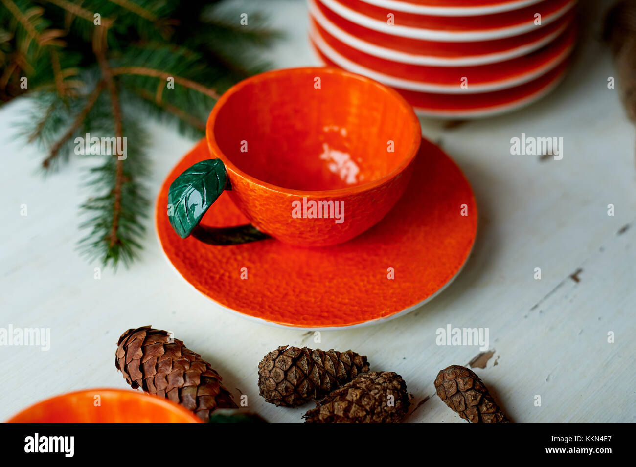 The color of the sun. Warmth. Bright orange dishes in the style of a ...