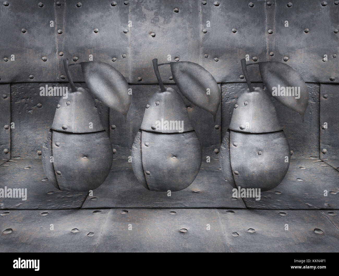 Three pears metal with bolts with background and flooring always in the ...