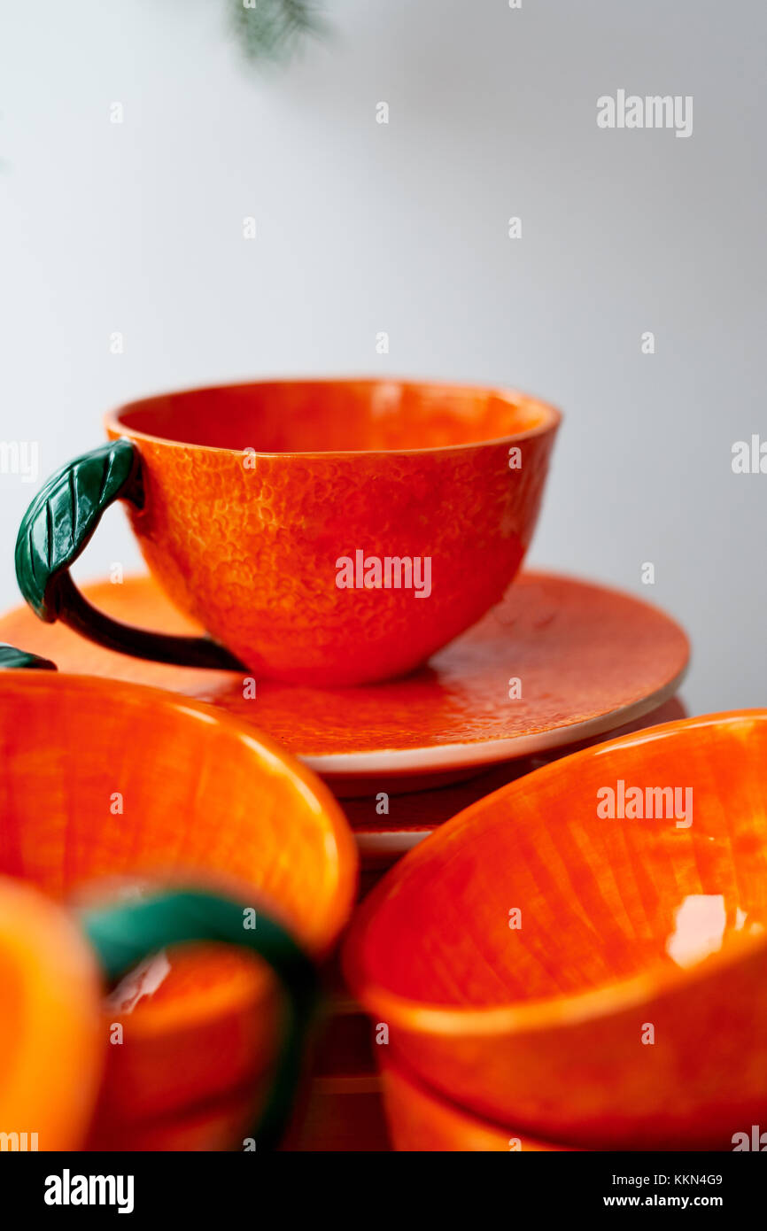 The color of the sun. Warmth. Bright orange dishes in the style of a ...