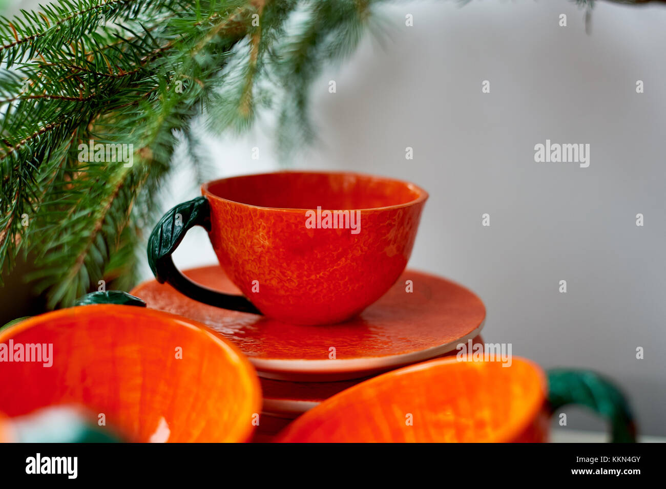 The color of the sun. Warmth. Bright orange dishes in the style of a ...