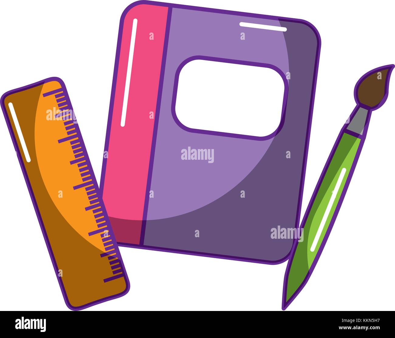 school notebook ruler and brush supplies icon Stock Vector Image & Art ...