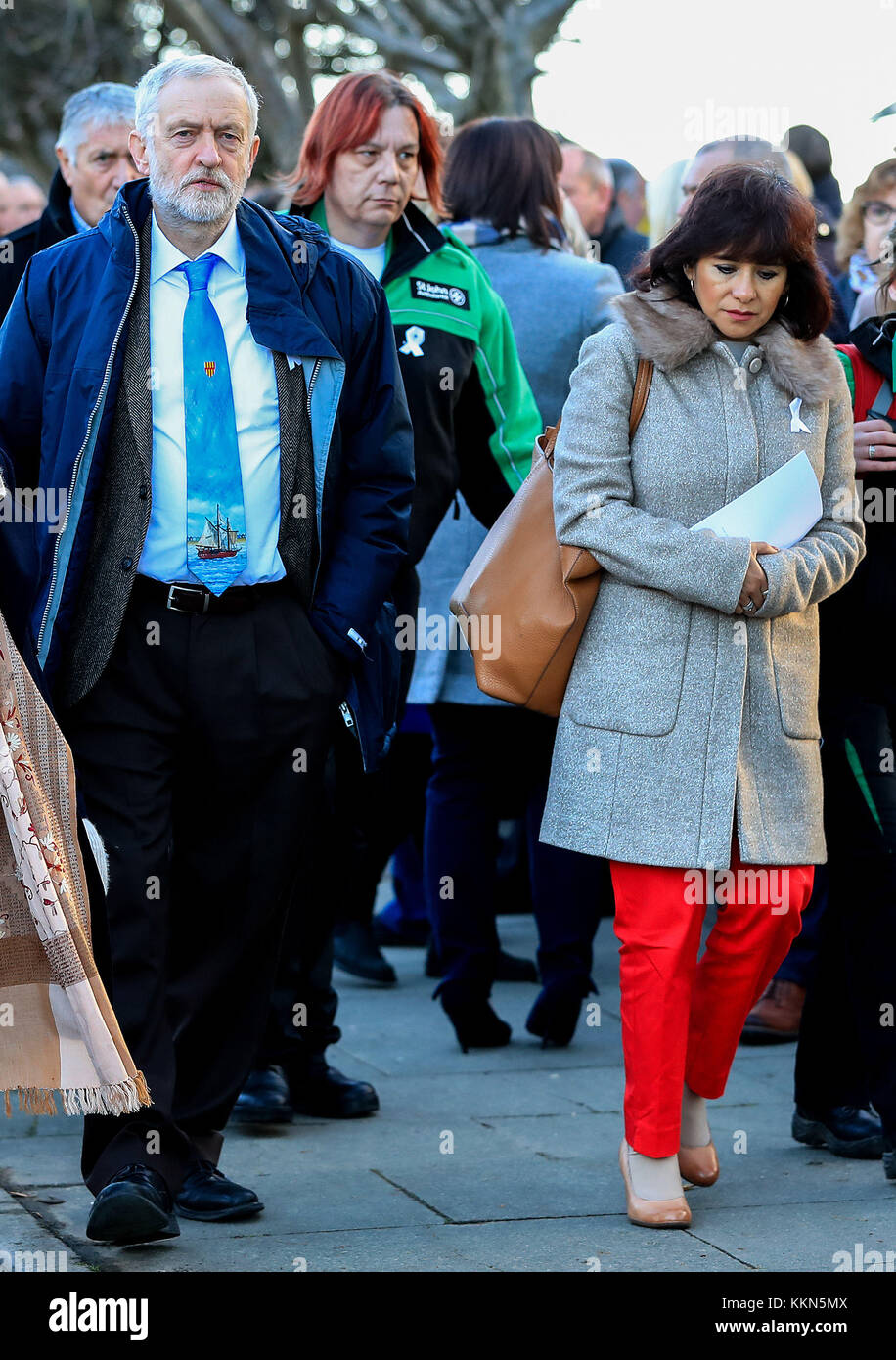 Labour leader Jeremy Corbyn with his wife Laura Alvarez, at the funeral ...