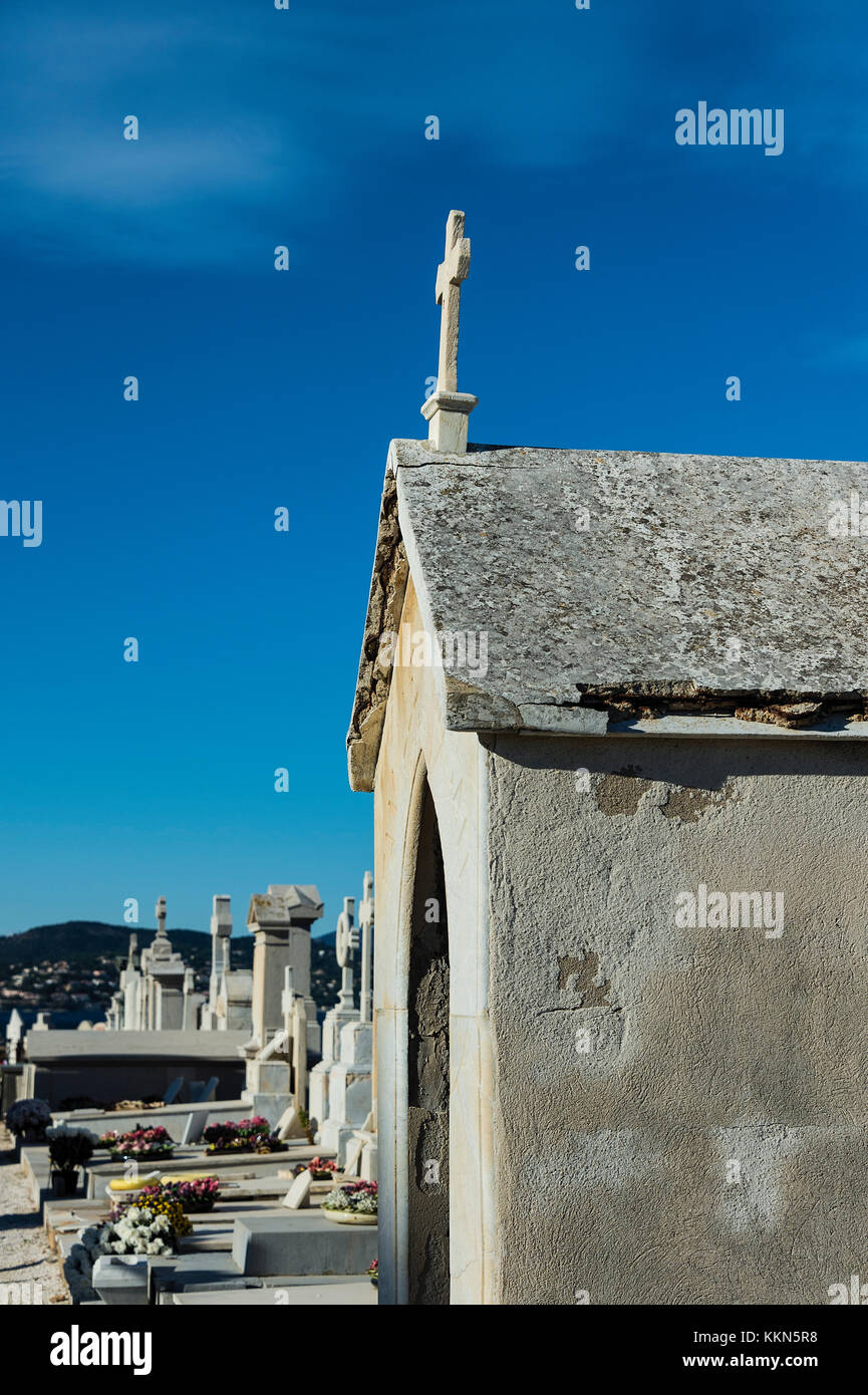 Cross on a decaying mausoleum, St Tropez, France Stock Photo - Alamy