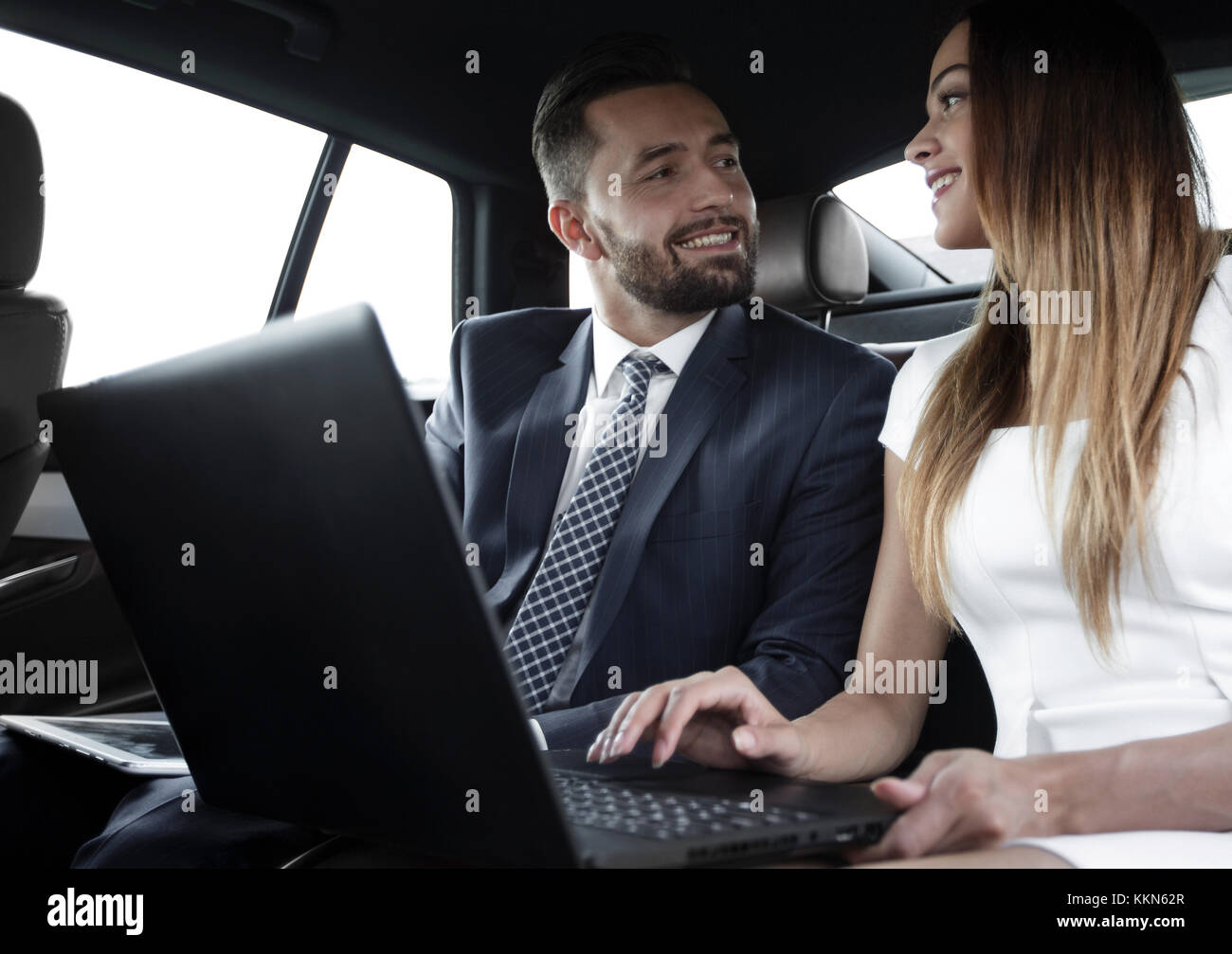 Business People Meeting Working Car Inside Stock Photo - Alamy