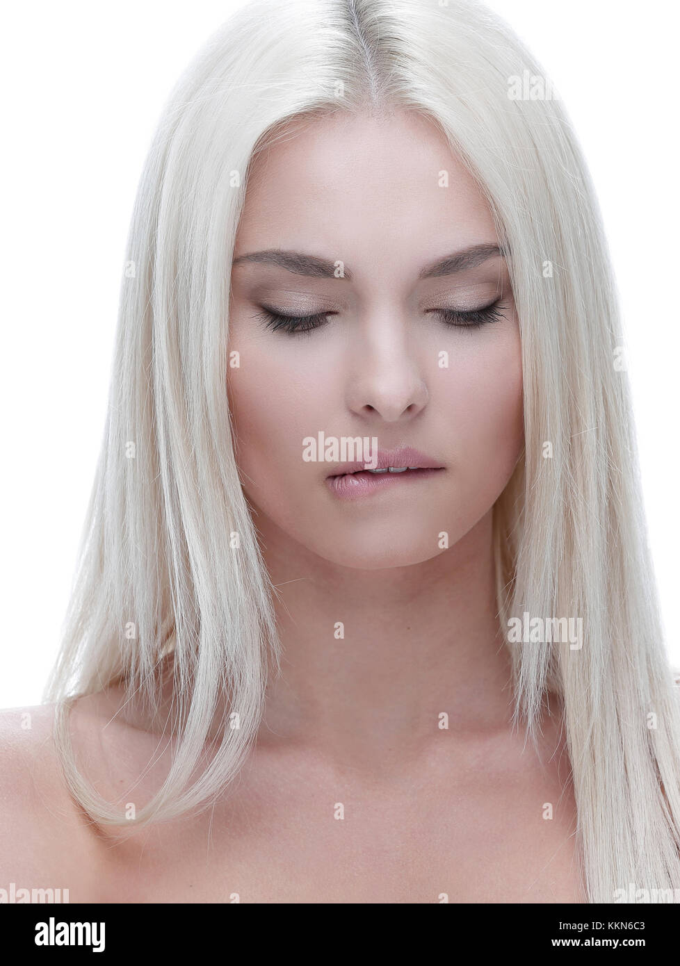 Portrait of worried beautiful young woman Stock Photo - Alamy