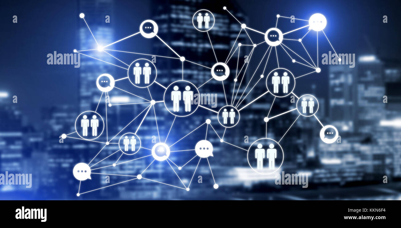 Background conceptual image with social connection lines on dark ...