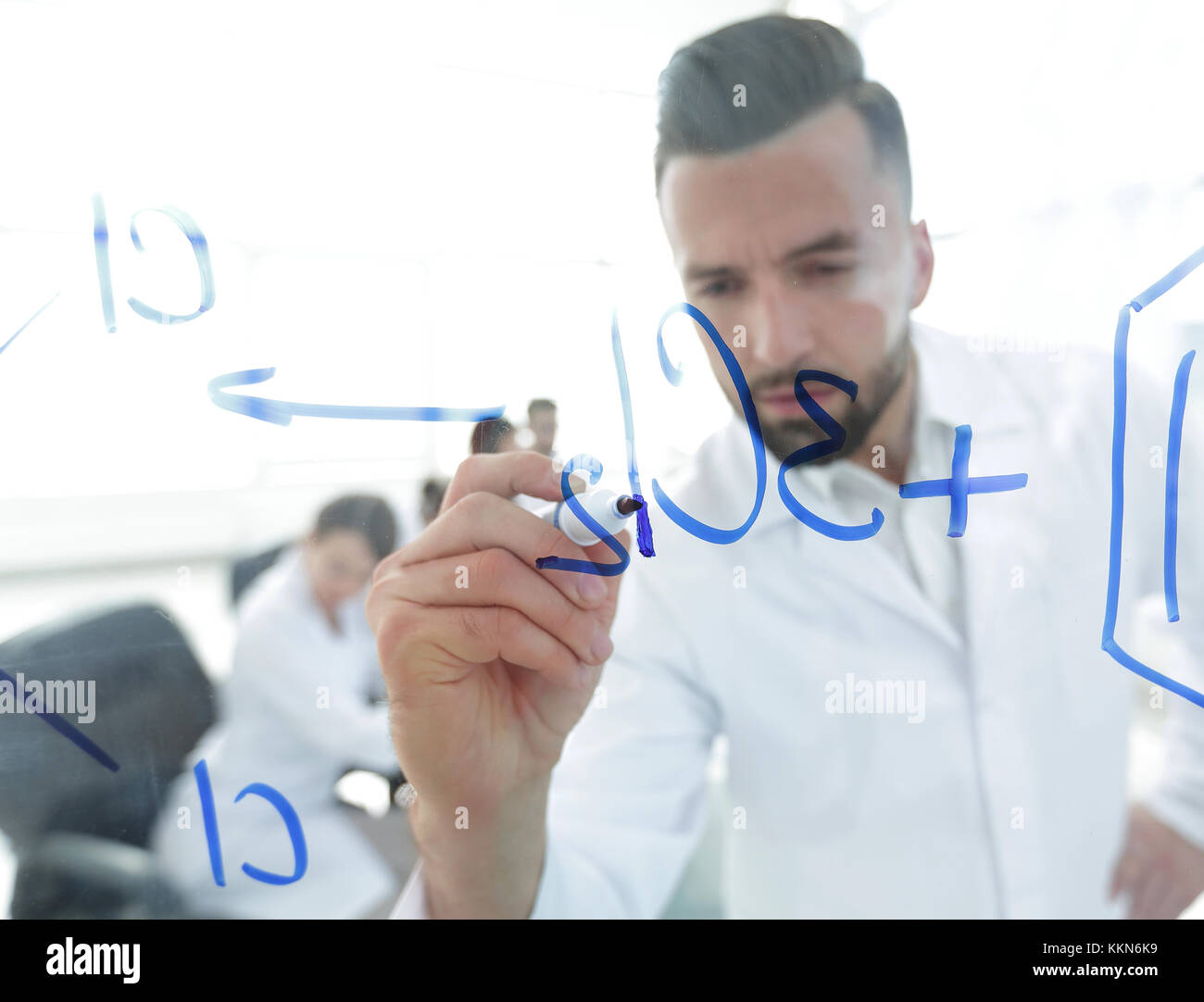 close up of a Man scientist working with formulas Stock Photo - Alamy