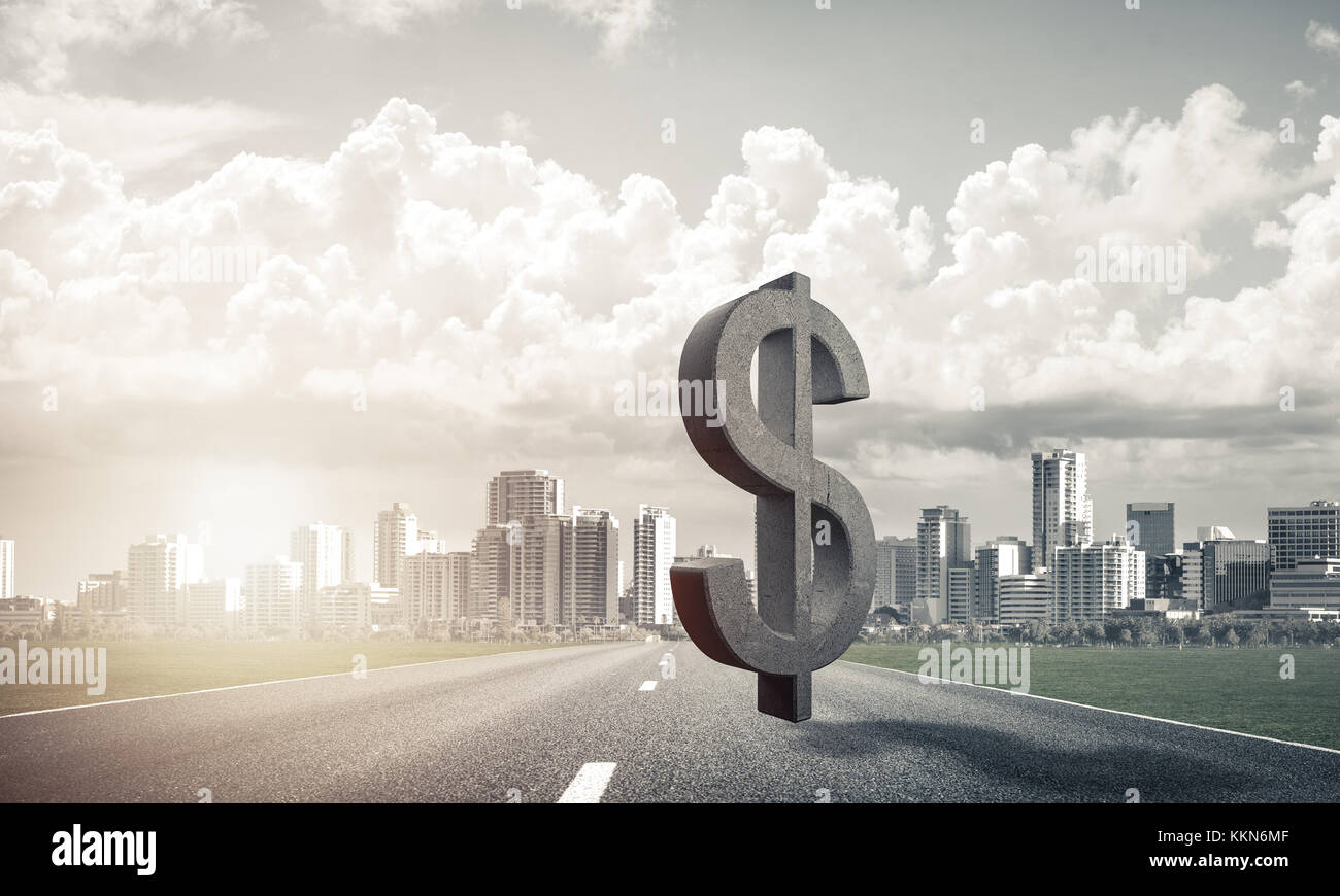 Stone dollar symbol on natural landscape as currency sign Stock Photo ...