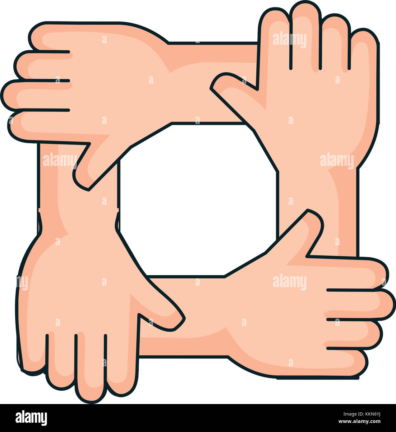 Hands together stack business Cut Out Stock Images & Pictures - Alamy