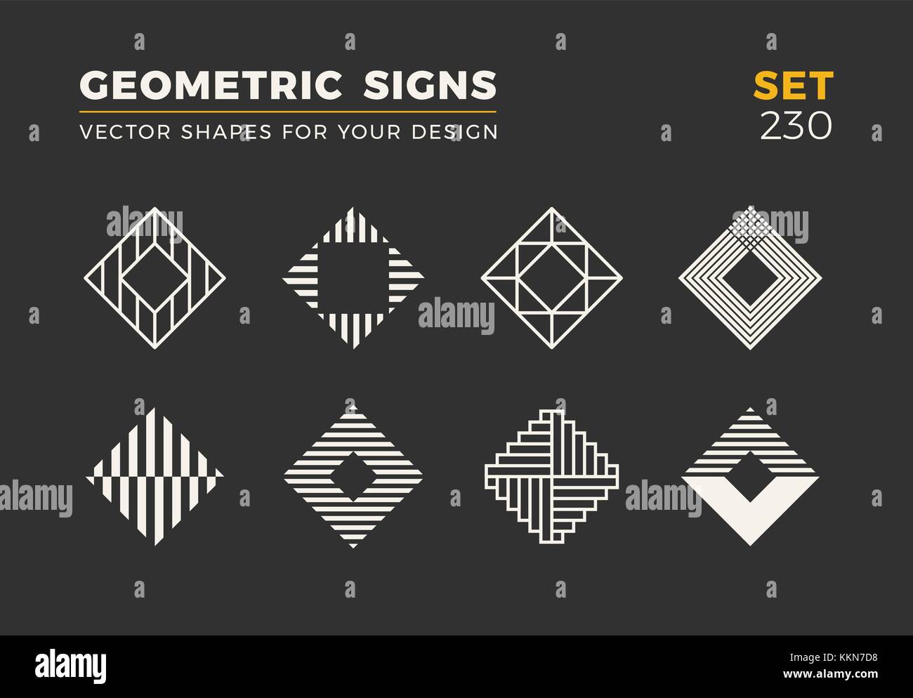 Set of eight minimalistic trendy shapes. Stylish vector logo emblems ...