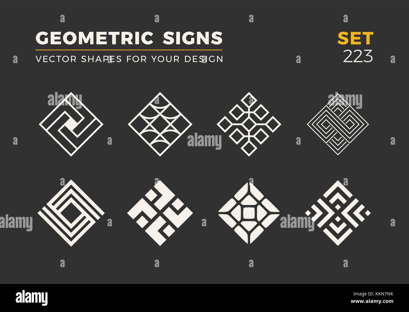 Set of eight minimalistic trendy shapes. Stylish vector logo emblems ...
