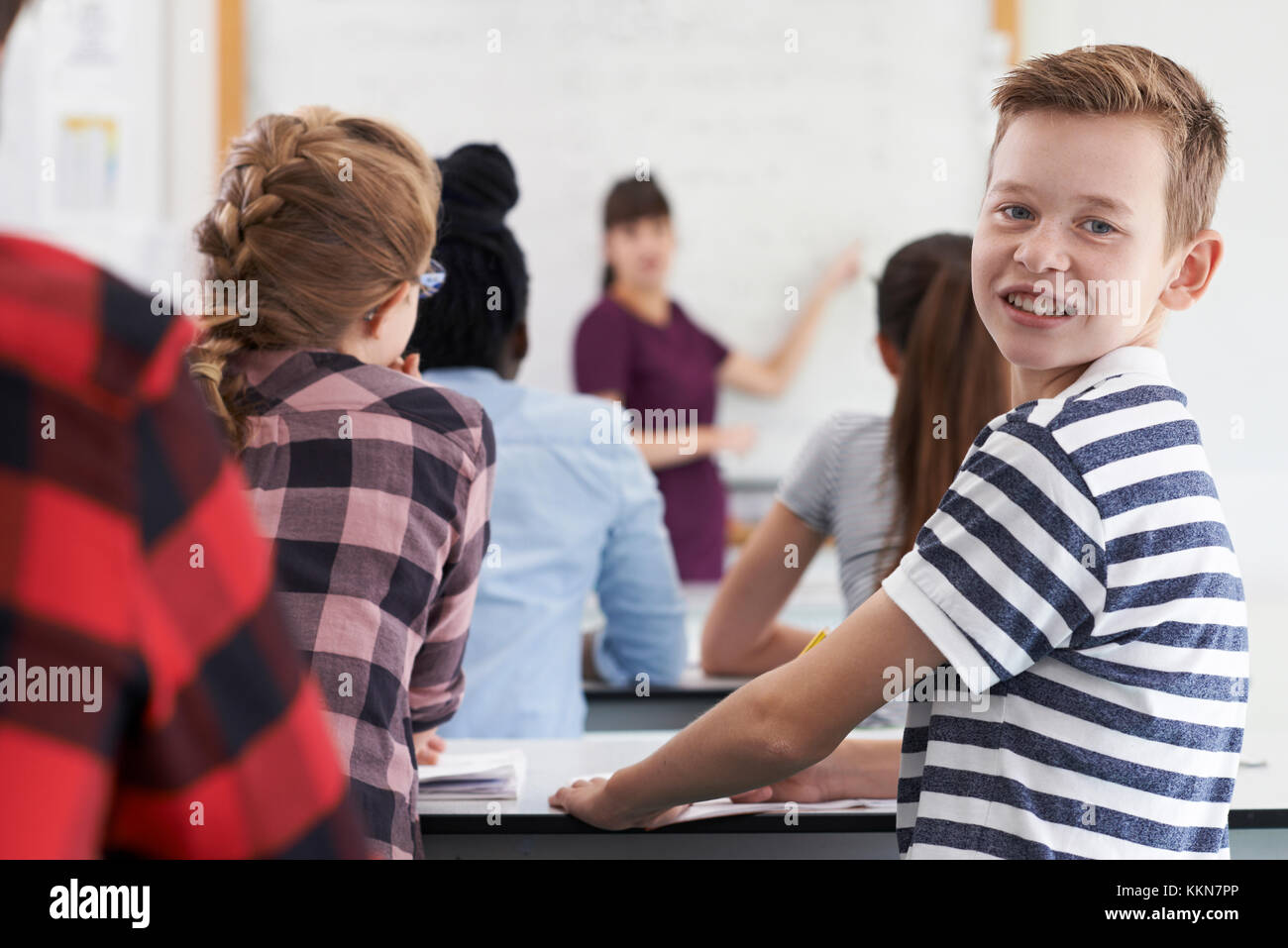 Portrait Of Male Teenage Pupil In Class Stock Photo - Alamy