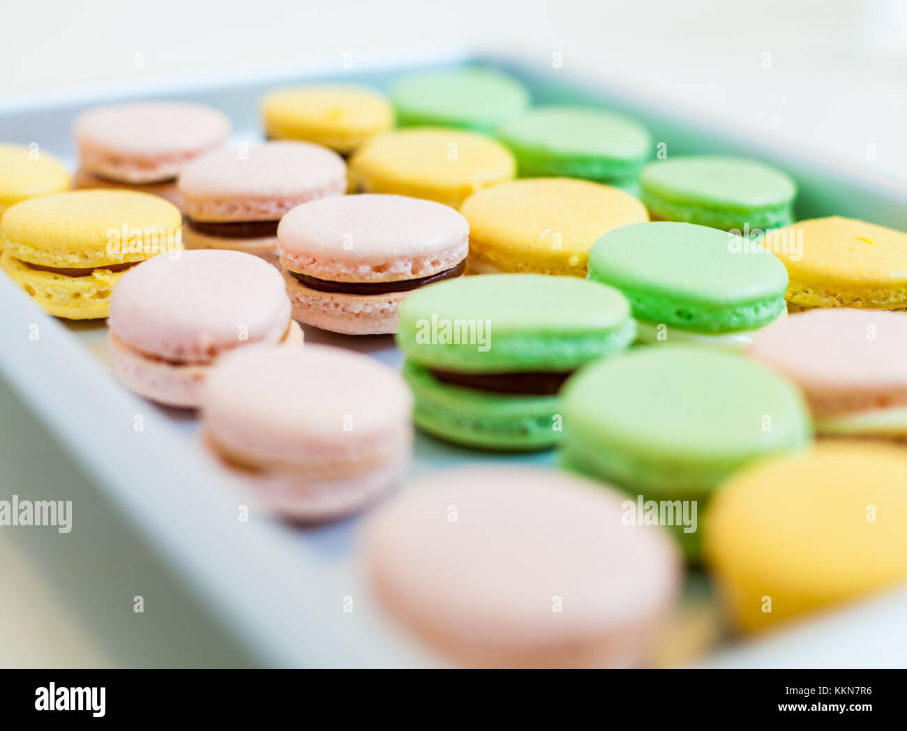 Colourful sweet french macarons , handmade dessert , delicious tasty ...