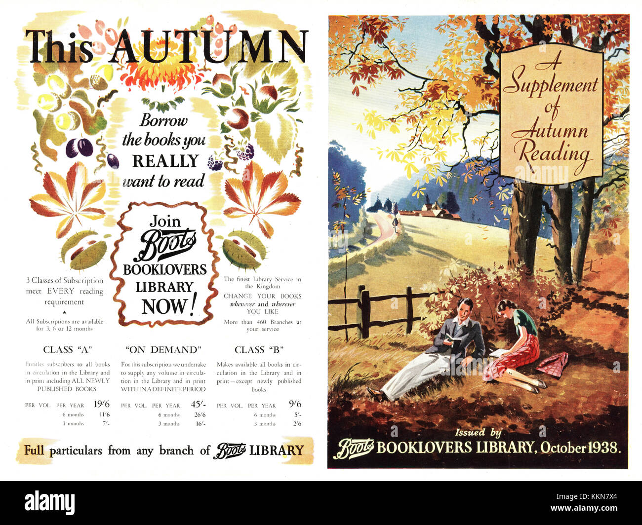 1938 UK Magazine Boots Library Advert Stock Photo - Alamy