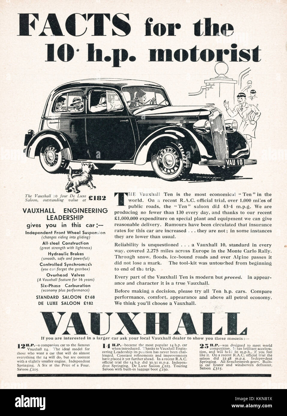 1938 UK Magazine Vauxhall Car Advert Stock Photo - Alamy