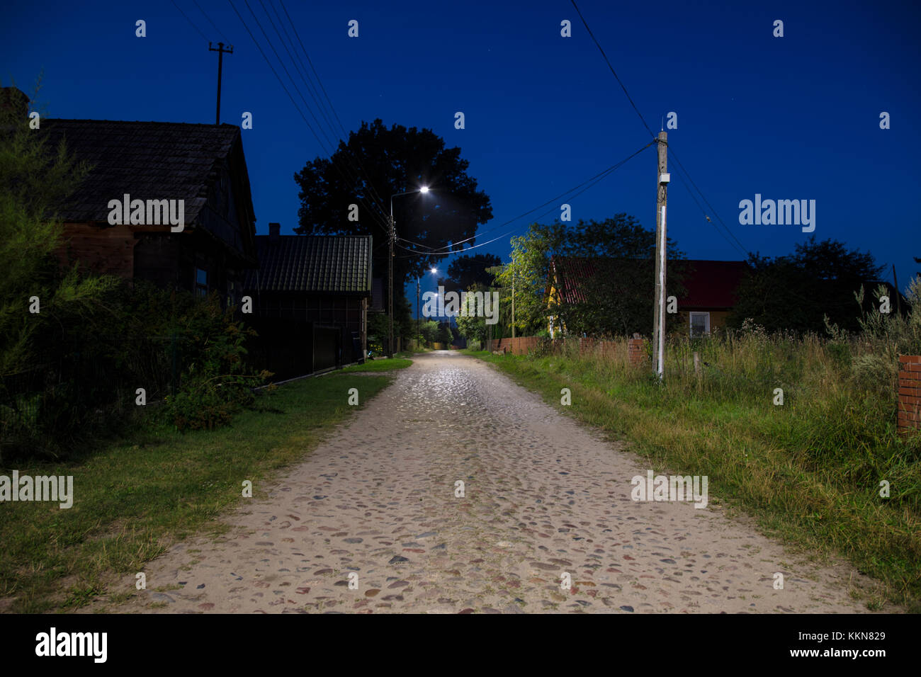 view of the streets in a small empty village, Poland Stock Photo - Alamy