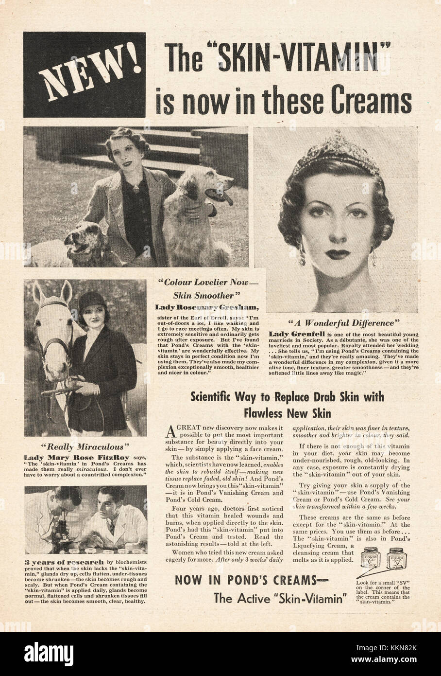 1938 UK Magazine Pond's Skin Cream Advert Stock Photo - Alamy