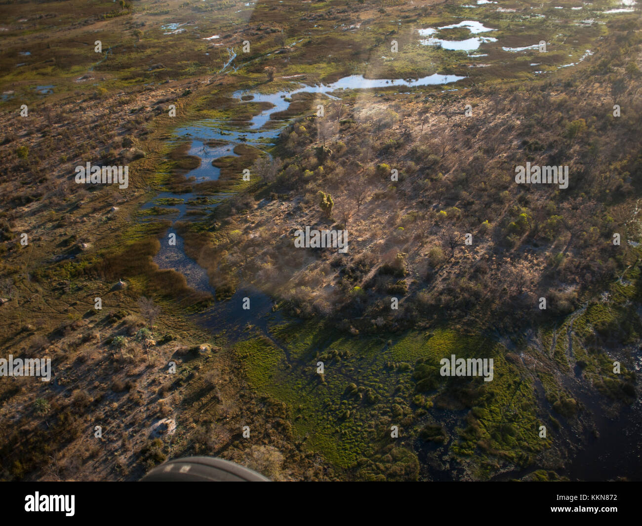 Aerial View of the Okavango delta from an airplane in Botswana, Africa ...