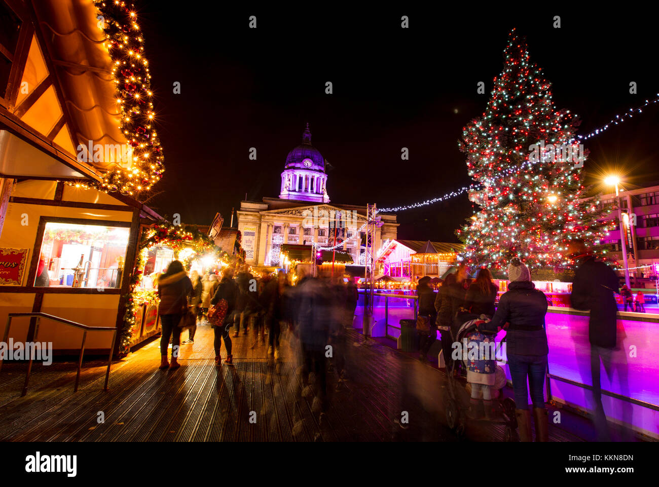 A view of the Nottingham Christmas Market in the Old Market Square ...