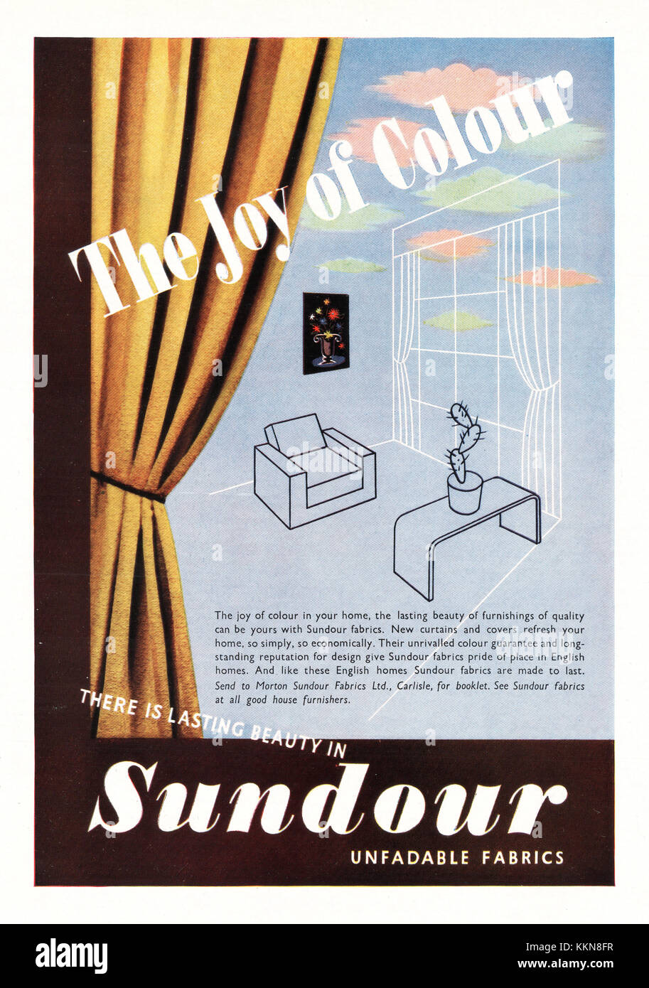 1939 UK Magazine Sundour Fabrics Advert Stock Photo - Alamy