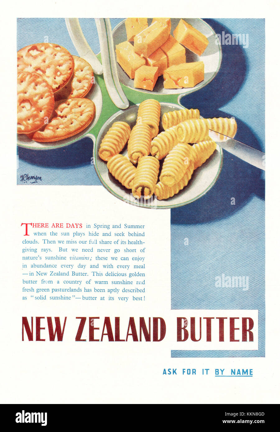 1939 UK Magazine New Zealand Butter Advert Stock Photo - Alamy