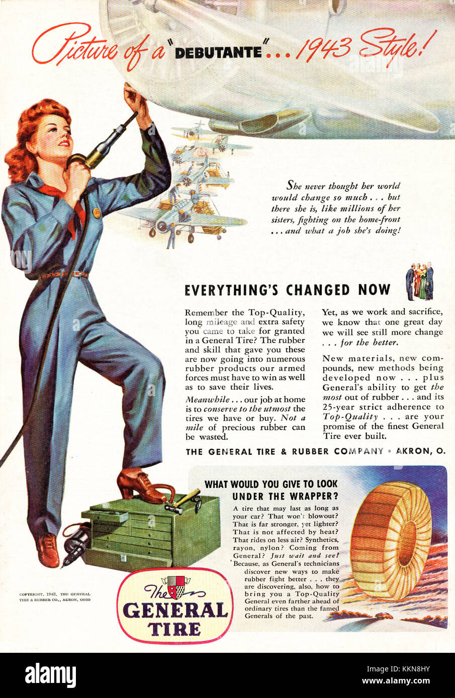 1943 U.S. Magazine General Tyres Advert Stock Photo - Alamy