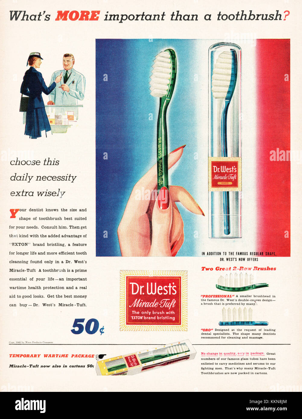 1943 U.S. Magazine Dr West Toothbrush Advert Stock Photo - Alamy