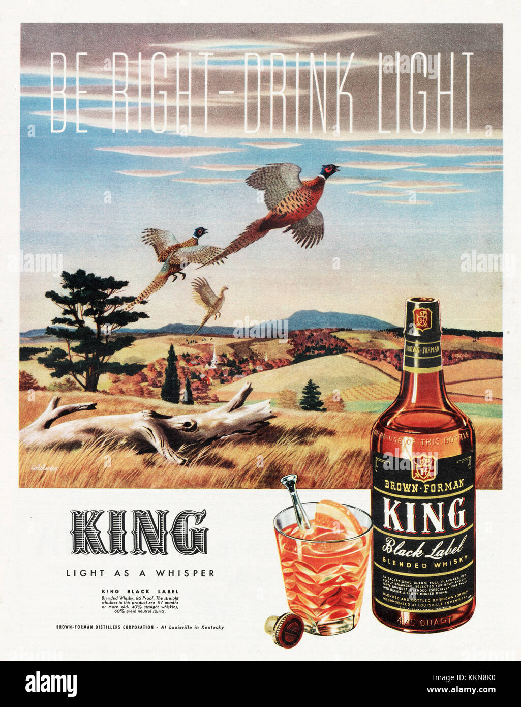1943 U.S. Magazine King Black Label Whisky Ad Stock Photo - Alamy