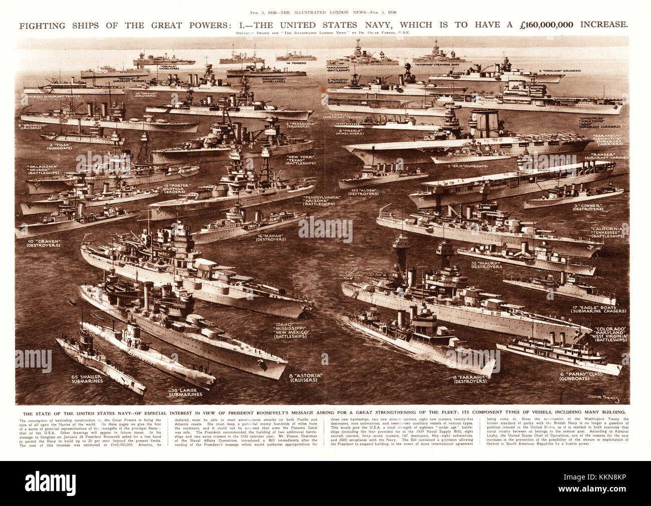1930 Illustrated London News Ships of the United States Navy Stock ...
