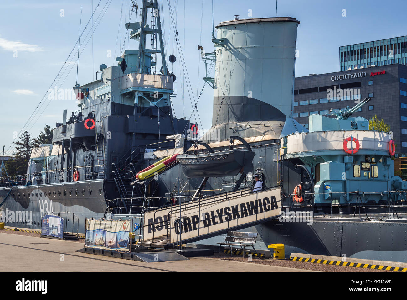 Ship museum Grom-class destroyer ORP Blyskawica (Thunderbolt) in Port ...