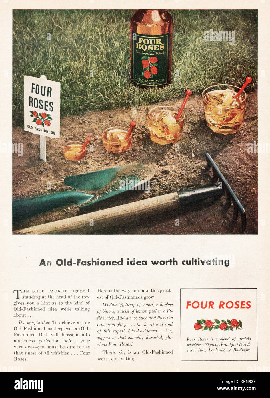 1943 U.S. Magazine Four Roses Whiskey Advert Stock Photo - Alamy