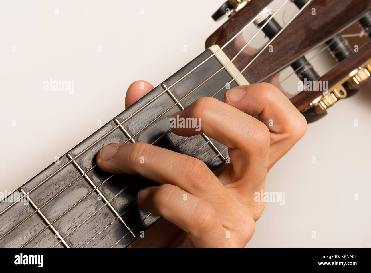 Closeup of someone playing the guitar, hand and strings Stock Photo - Alamy