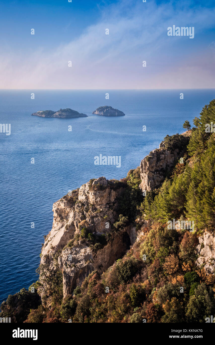 The Amalfi coast and archipelago of Li Galli. This small island ...