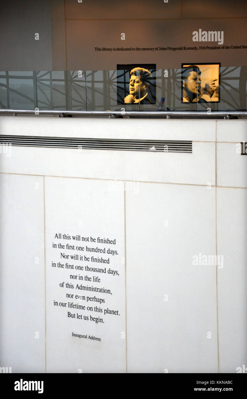 Quote from JFK's inaugural address on the wall of the JFK Library at Columbia Point, Boston ...