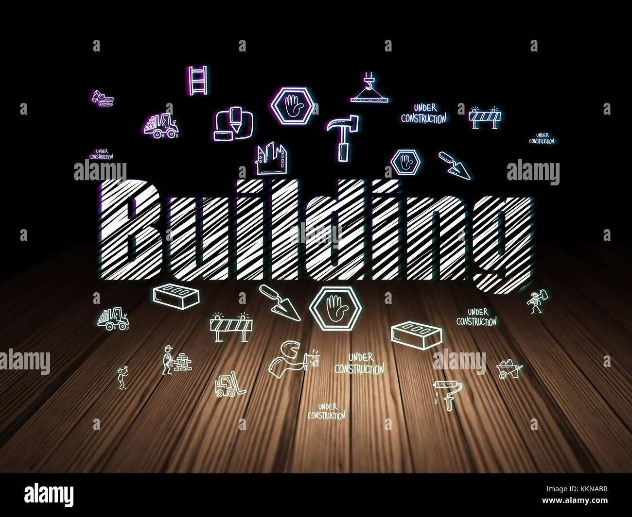 Construction concept: Building in grunge dark room Stock Photo - Alamy