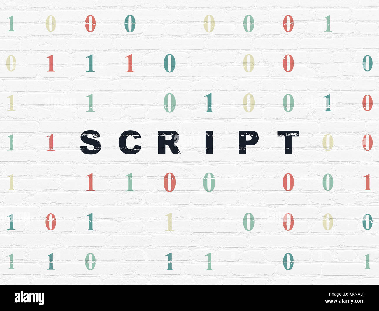 Database concept: Script on wall background Stock Photo - Alamy