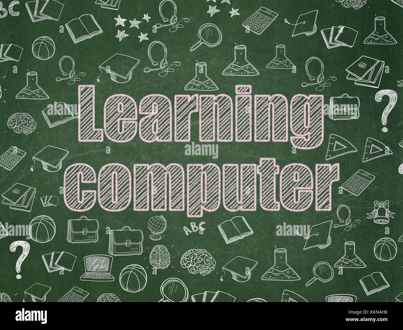 Education concept: Learning Computer on School board background Stock ...