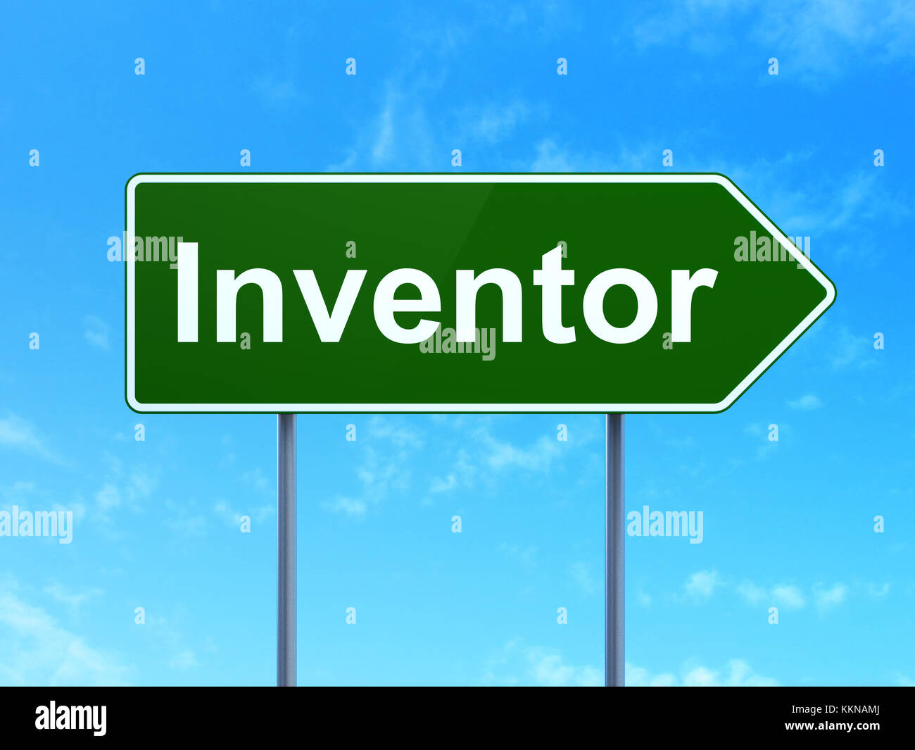 Science concept: Inventor on road sign background Stock Photo - Alamy