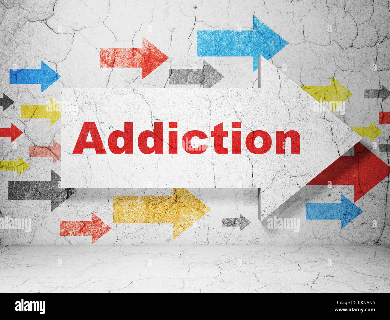 Health concept: arrow with Addiction on grunge wall background Stock ...