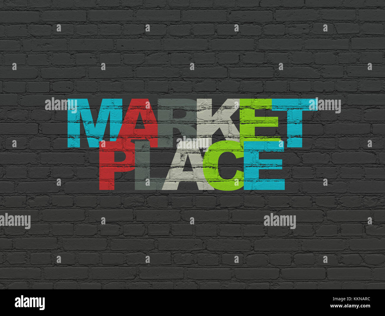 Marketing concept: Marketplace on wall background Stock Photo - Alamy