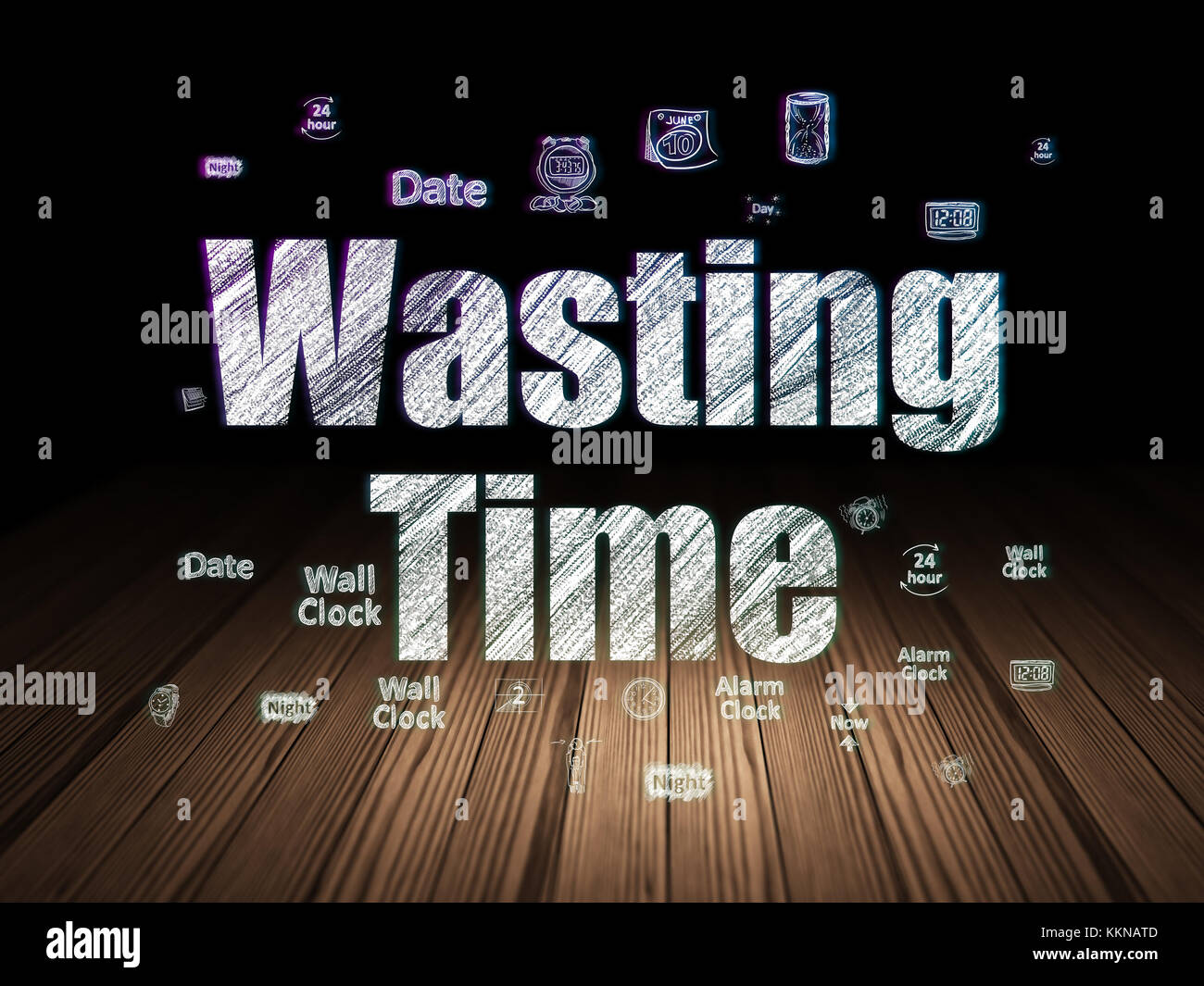 Time concept: Wasting Time in grunge dark room Stock Photo - Alamy