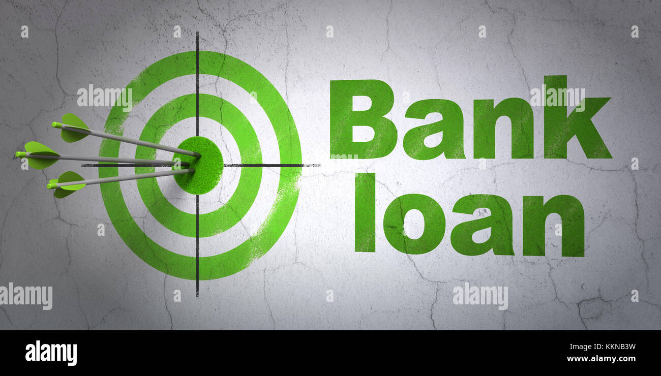 Money concept: target and Bank Loan on wall background Stock Photo - Alamy